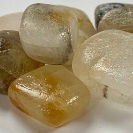 Caramel Fluorescent & White Calcite Tumbled Stones